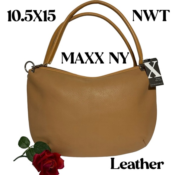 Maxx New York | Bags | Maxx New York Tan Shoulder Bag 5x15 Metal ...